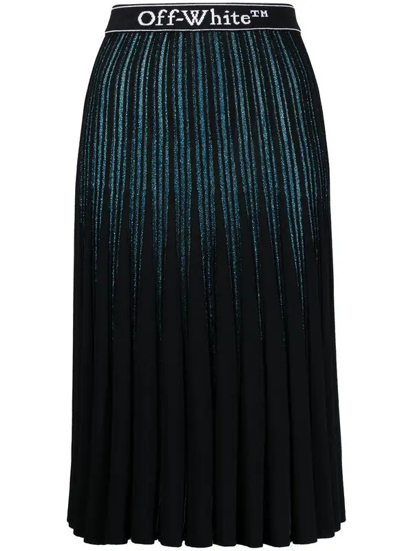 Off-White Pleated Knee-length Skirt