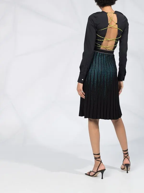 Off-White Pleated Knee-length Skirt
