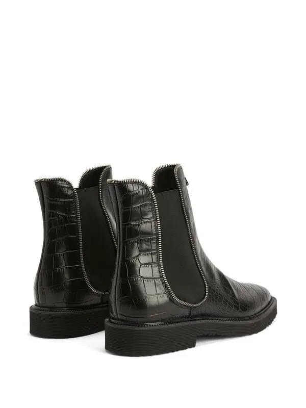 GIUSEPPE ZANOTTI Jaky Crocodile-effect Leather Chelsea Boots - Black