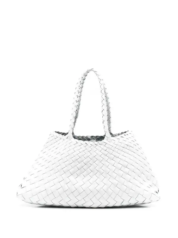 Dragon Diffusion Santa Croce Interwoven Leather Tote Bag - White