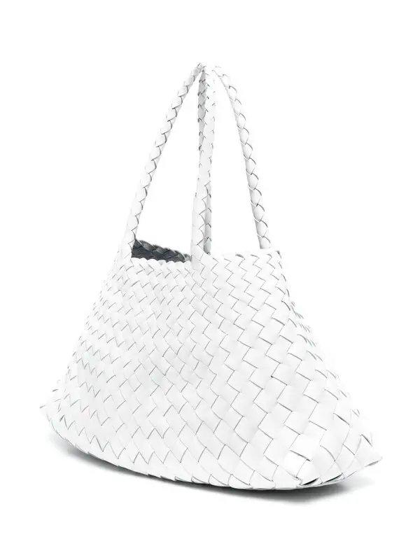 Dragon Diffusion Santa Croce Interwoven Leather Tote Bag - White