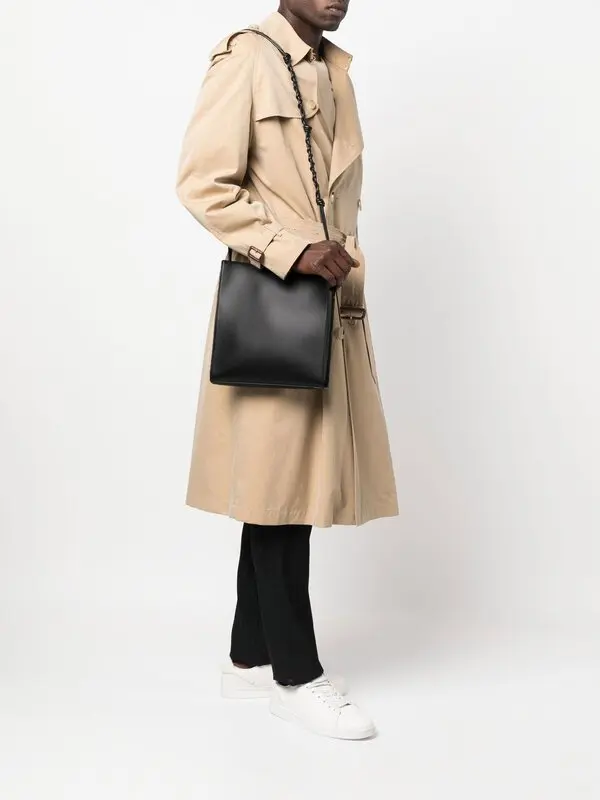 JIL SANDER Braided Strap-detail Shoulder Bag - Black