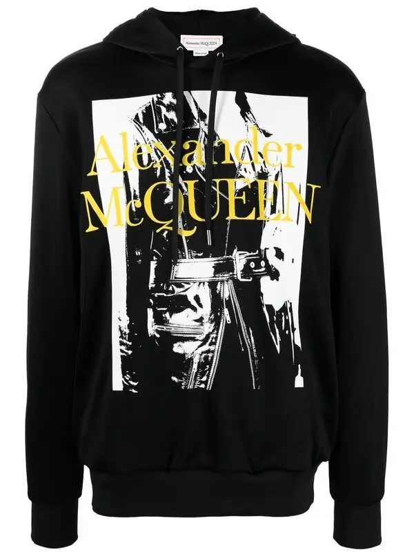 Alexander McQueen Logo-print Long-sleeved Hoodie - Black