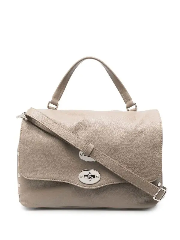 ZANELLATO Leather Shoulder Bag With Stud Detail - Neutrals