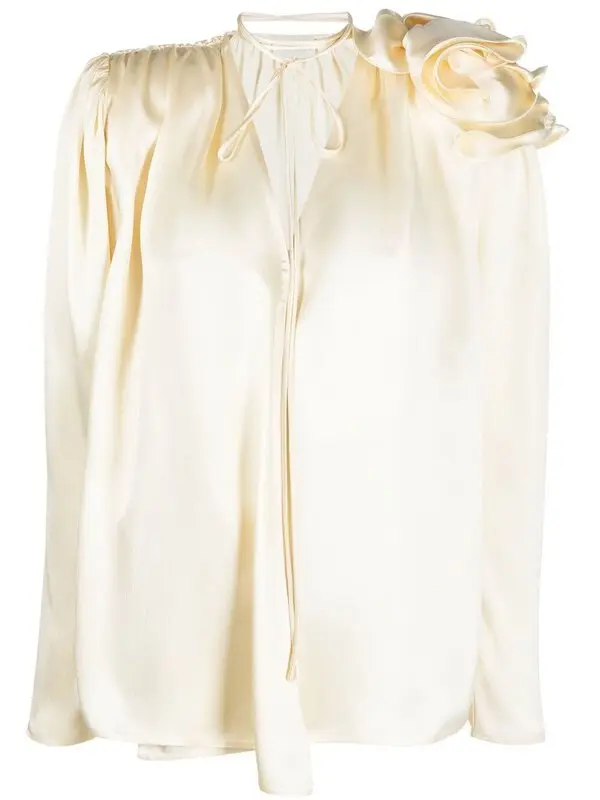 Magda Butrym Draped Silk Blouse - Neutrals