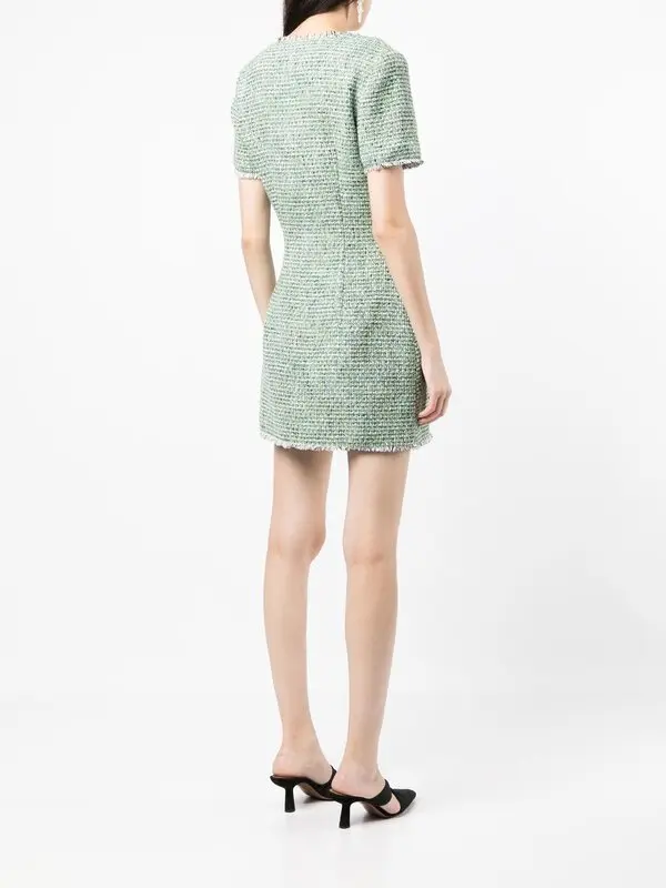self portrait green boucle dress RENT Self Portrait Lime Boucle Chiffon Midi Dress (RRP £420) main image 1