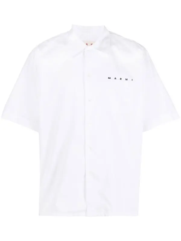 Marni Logo-print Poplin Bowling Shirt - White