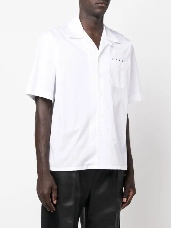 Marni Logo-print Poplin Bowling Shirt - White