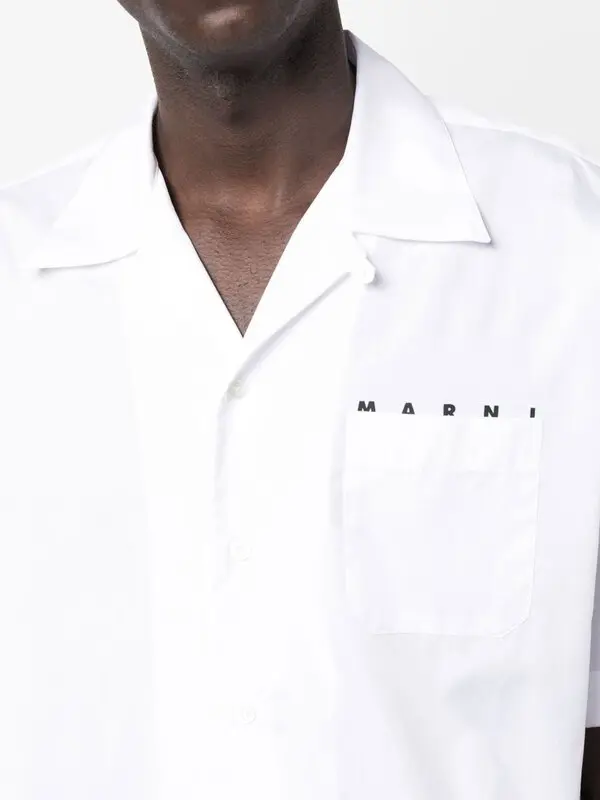 Marni Logo-print Poplin Bowling Shirt - White