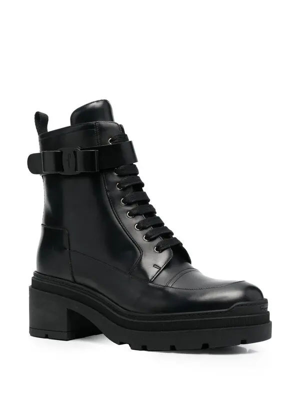 FERRAGAMO Leather Combat Boots