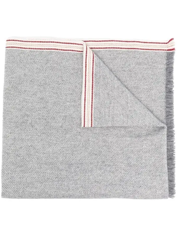 Brunello Cucinelli Cashmere Striped Scarf - Grey