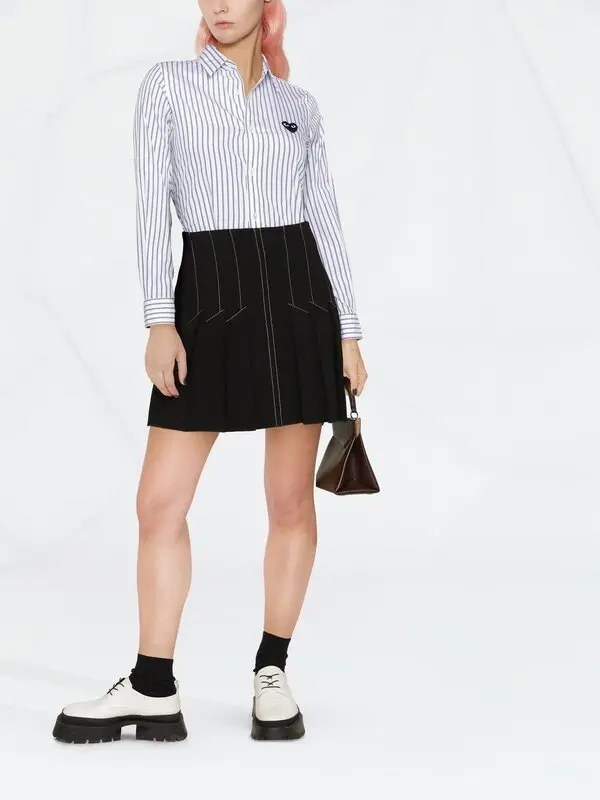 Play Comme Des Garcon Striped Shirt With Heart Logo - Blue