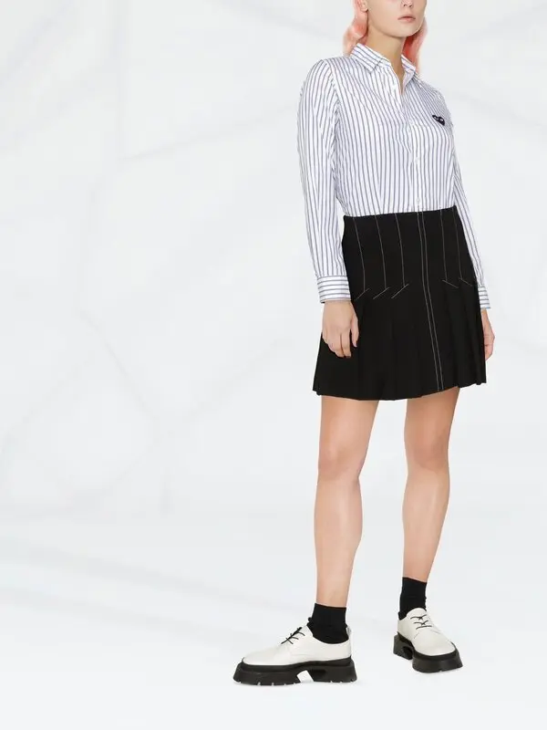 Play Comme Des Garcon Striped Shirt With Heart Logo - Blue