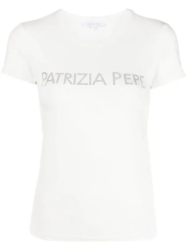 Patrizia Pepe Rhinestone Logo T-shirt - White