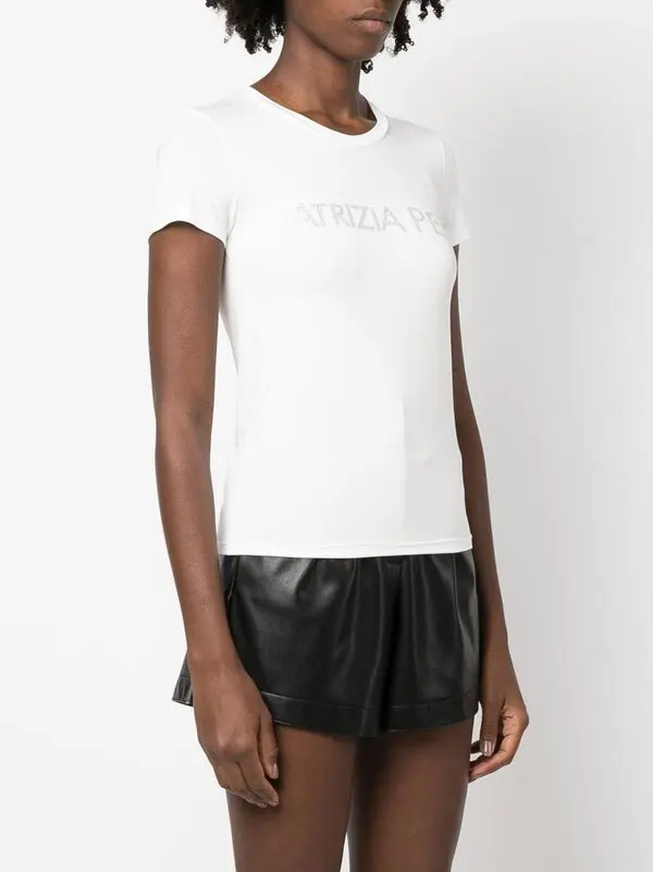Patrizia Pepe Rhinestone Logo T-shirt - White