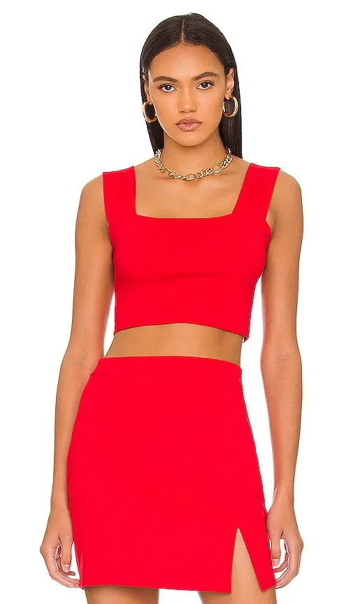 Susana Monaco Wide Strap Crop Top - Perfect Red