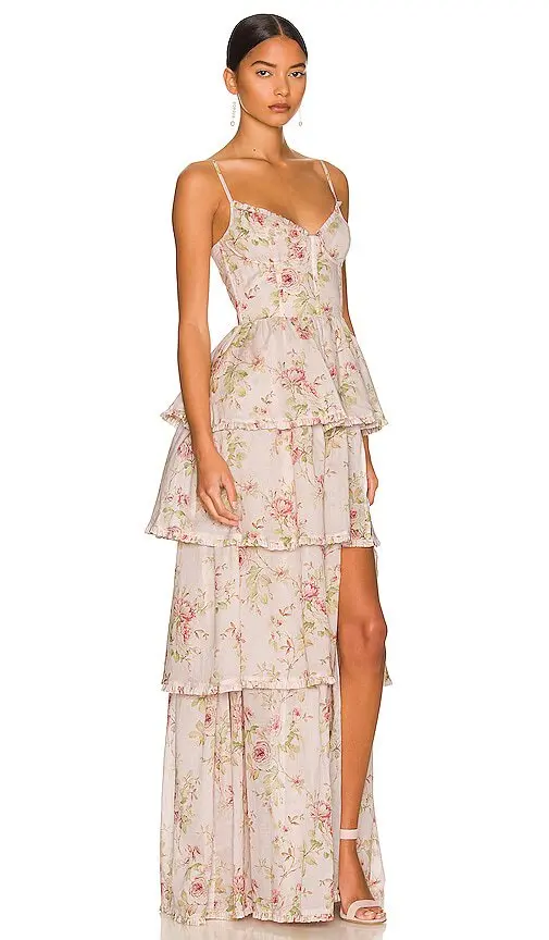 V. CHAPMAN Caterina Maxi Dress - Pink Rose Print