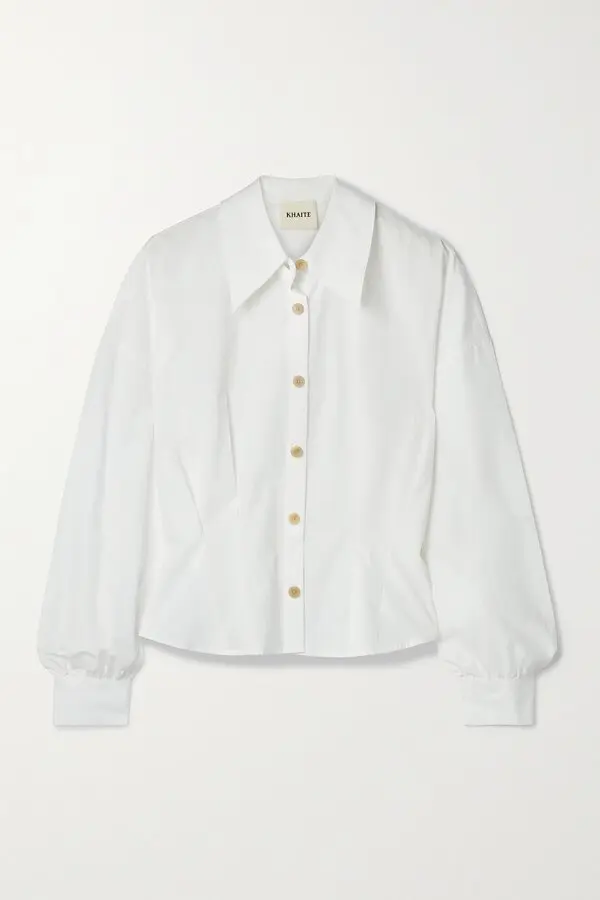 Khaite Arwin Pleated Cotton-poplin Shirt