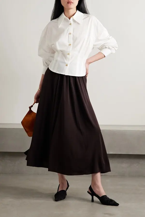 Khaite Arwin Pleated Cotton-poplin Shirt
