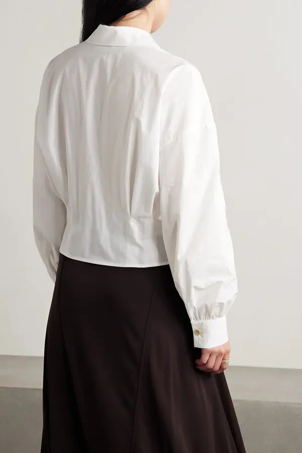 Khaite Arwin Pleated Cotton-poplin Shirt