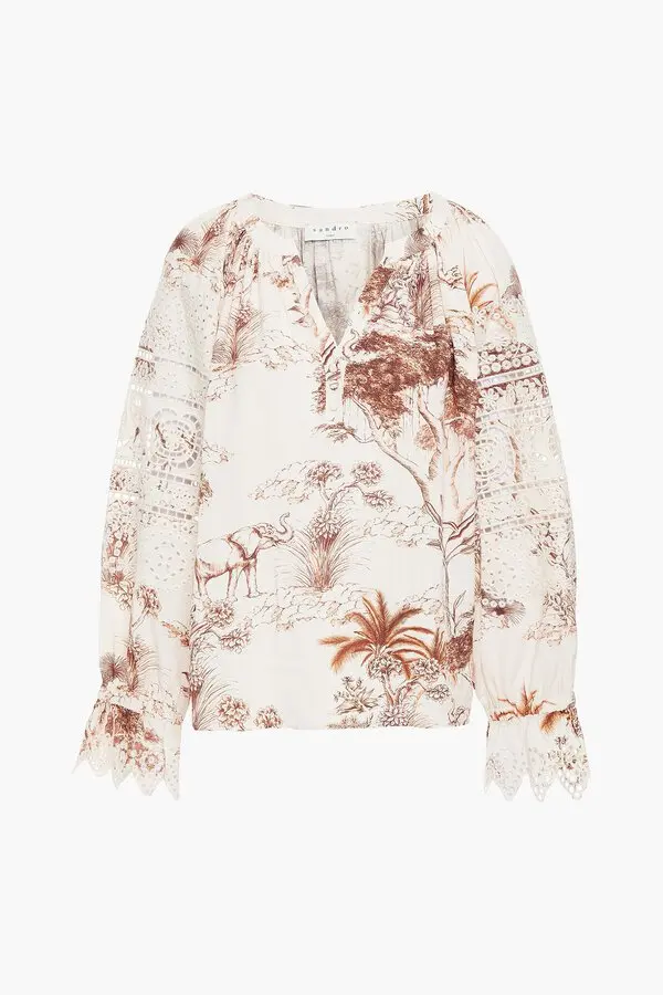 Sandro Jole Printed Woven Blouse