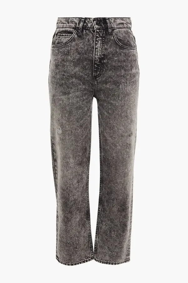 Sandro Embroidered Highrise Boyfriend Jeans - Anthracite