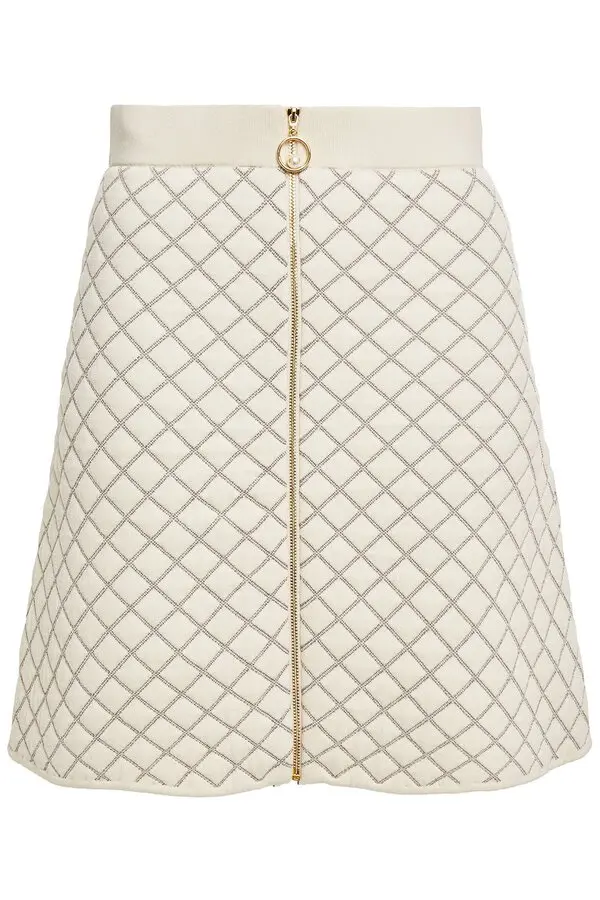 Sandro Hamyl Metallic Checked Jacquard Mini Skirt - Ecru