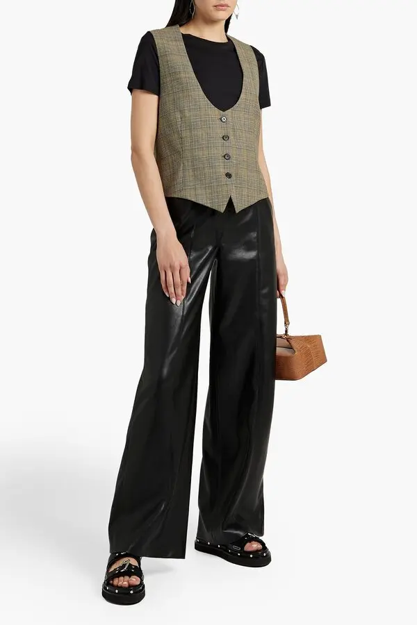 NILI LOTAN Colin Checked Wool Vest