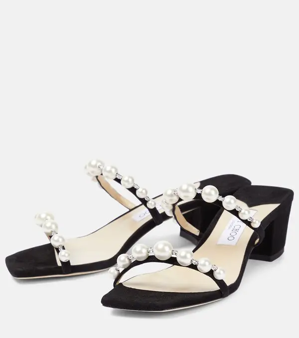 JIMMY CHOO Amara 45 Embellished Suede Sandals