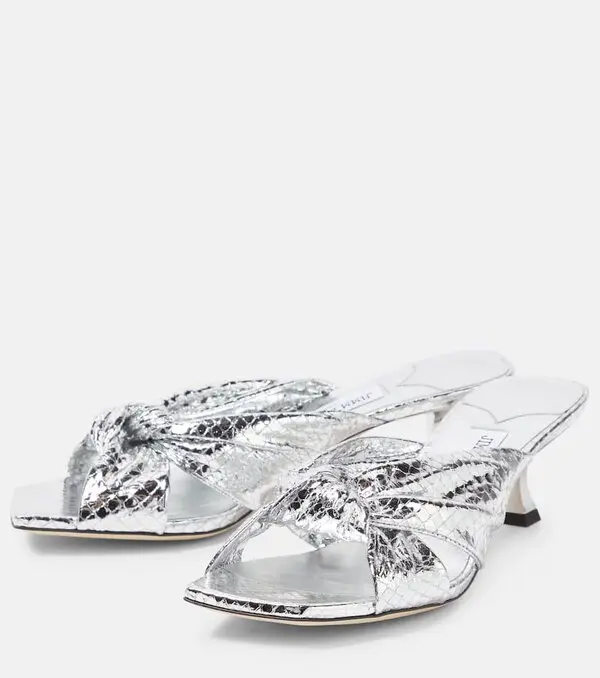JIMMY CHOO Avenue 50 Snake-effect Mules
