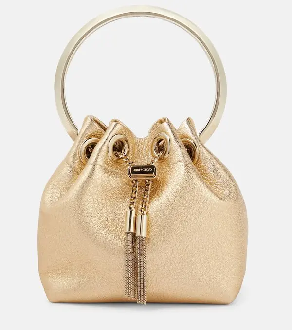 JIMMY CHOO Bon Bon Micro Leather Bucket Bag