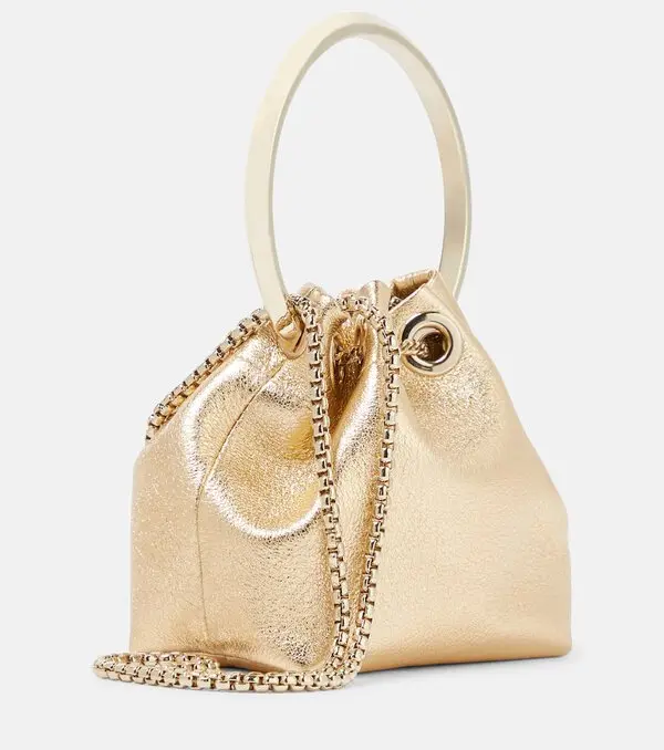 JIMMY CHOO Bon Bon Micro Leather Bucket Bag