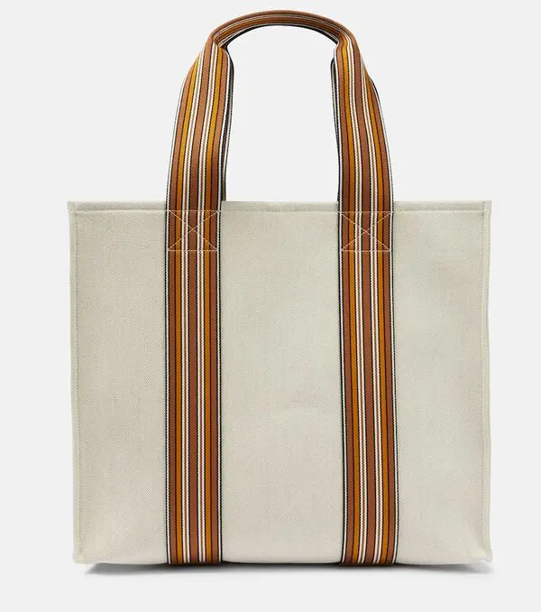 Loro Piana The Suitcase Stripe Medium Tote Bag - White