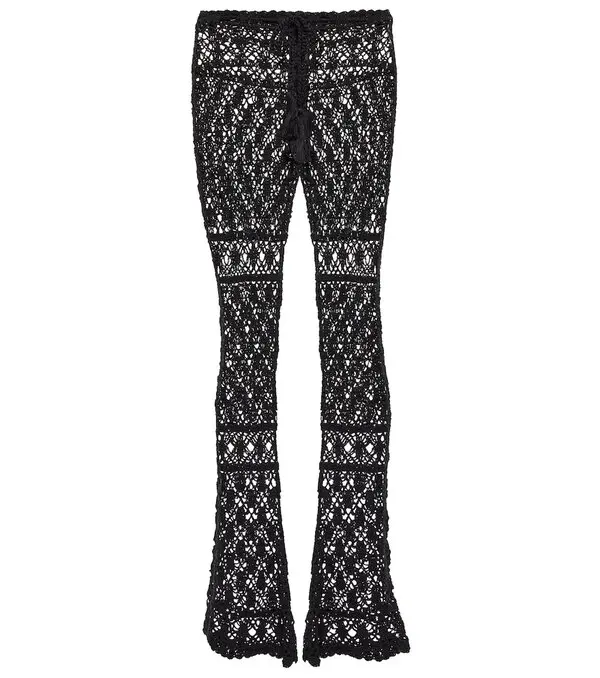 Anna Kosturova Bianca Crocheted Cotton Pants - Black