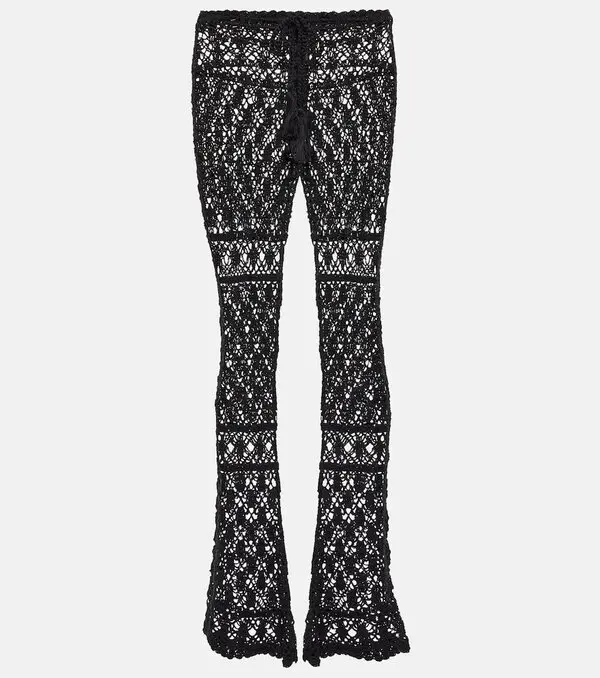 Anna Kosturova Bianca Crocheted Cotton Pants - Black