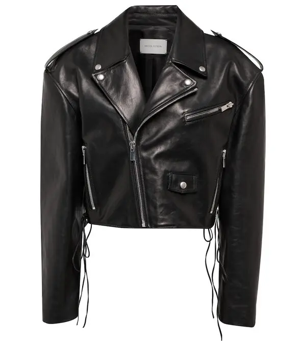 Magda Butrym Cropped Leather Biker Jacket