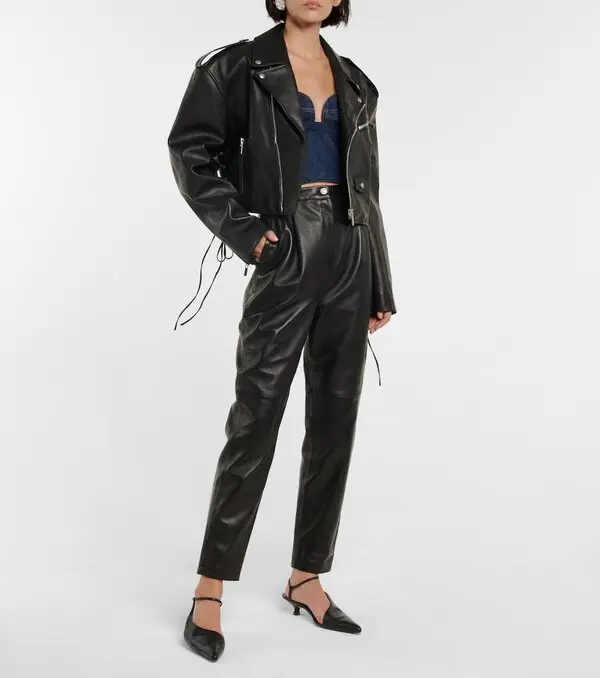 Magda Butrym Cropped Leather Biker Jacket