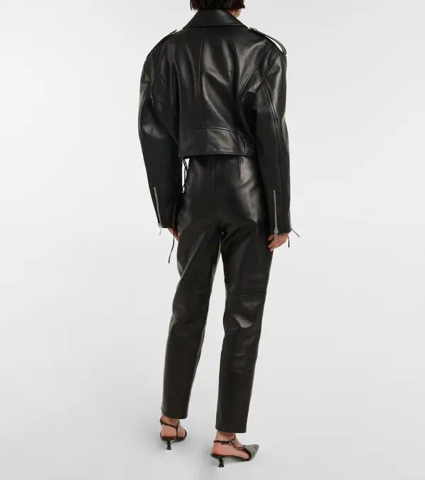 Magda Butrym Cropped Leather Biker Jacket