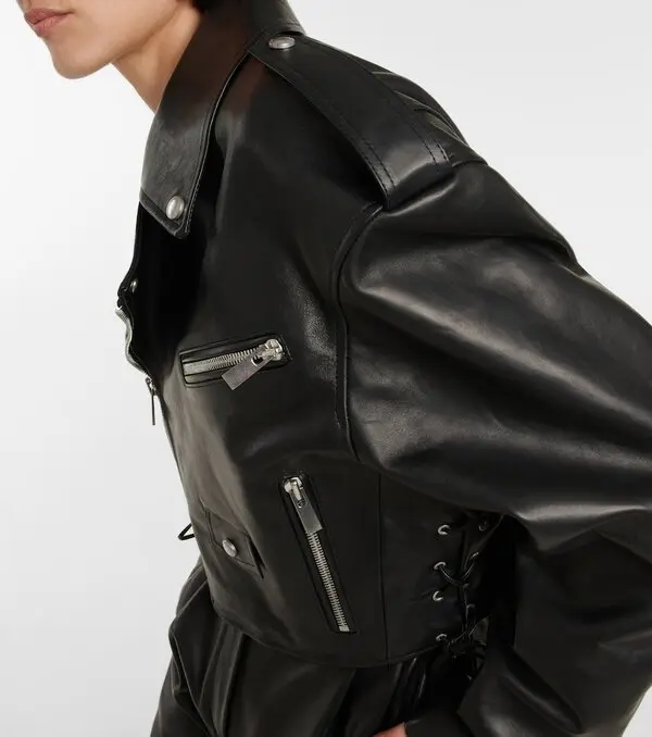 Magda Butrym Cropped Leather Biker Jacket