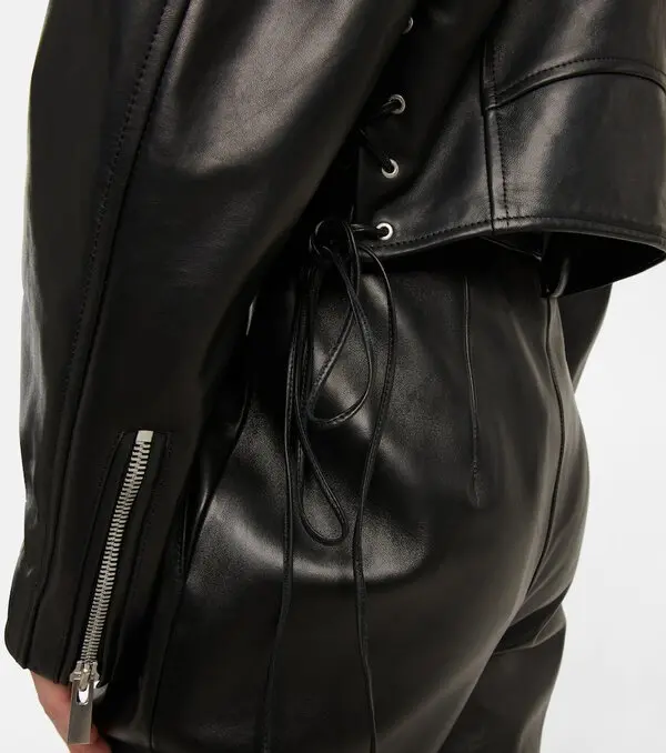 Magda Butrym Cropped Leather Biker Jacket