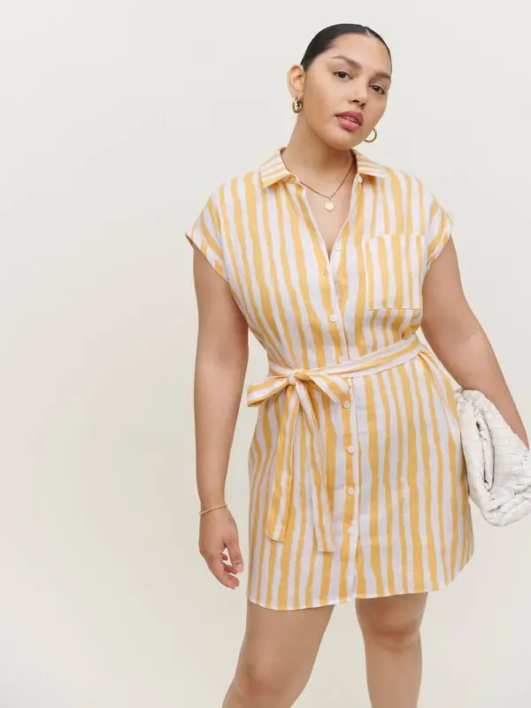 Reformation Aero Linen Dress - Capri Stripe | Editorialist