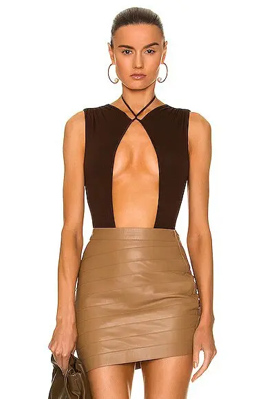LAQUAN SMITH Sleeveless Keyhole Cut Out Bodysuit