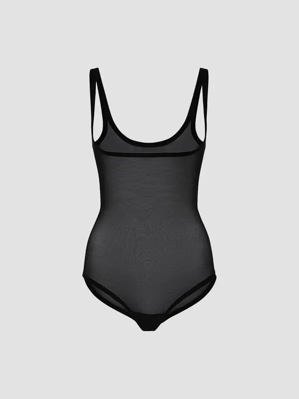 Wolford Formfitting Sheer Tulle Bodysuit - Black
