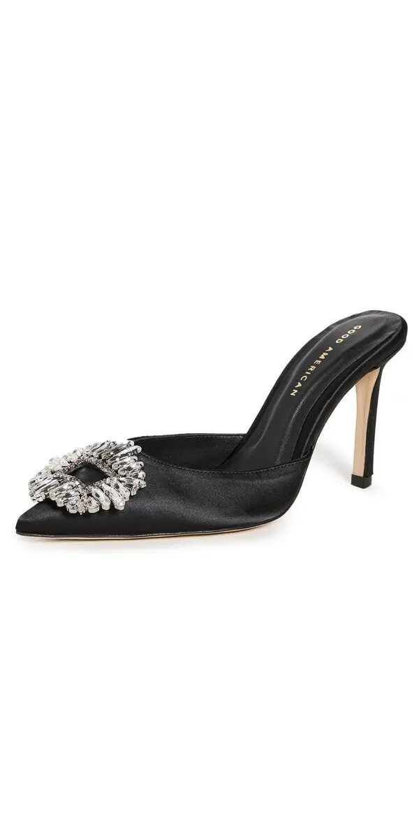 Good American Jeweled Glass Slipper Mules