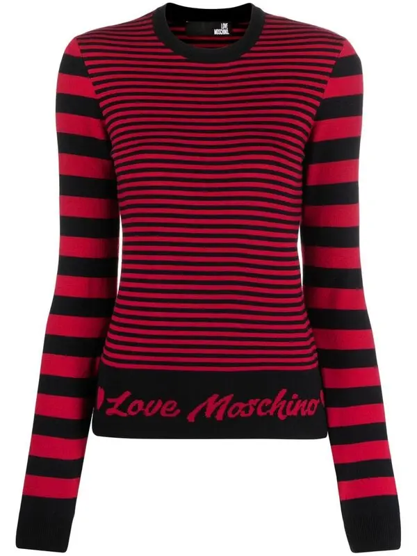 Moschino Intarsia-logo Striped Jumper