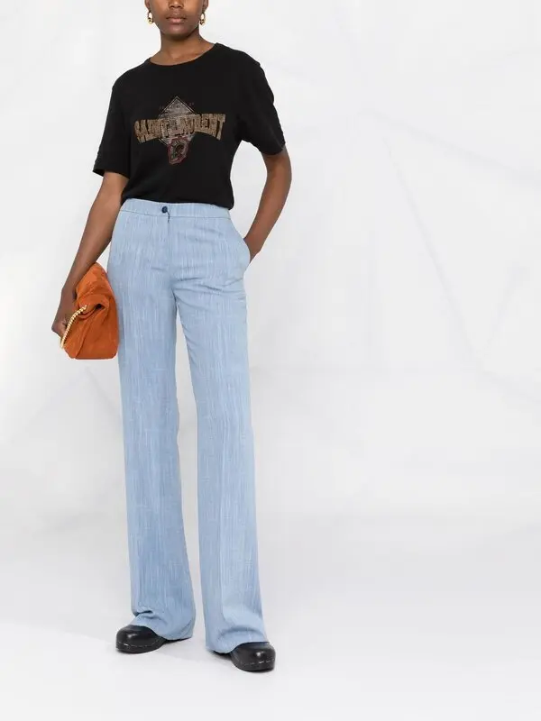 Etro Pressed-crease Two-pocket Flared Trousers