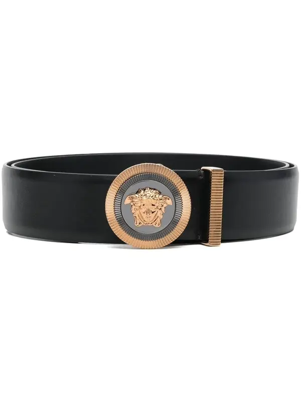 Versace Medusa Buckle Leather Belt - Black