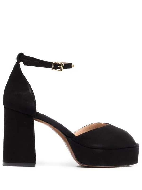 Maje Suede Crystal-embellished High Block Heel Platform Sandals - Black
