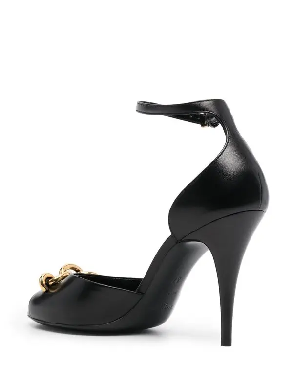 Saint Laurent Leather Chain-strap Peep-toe Sandals