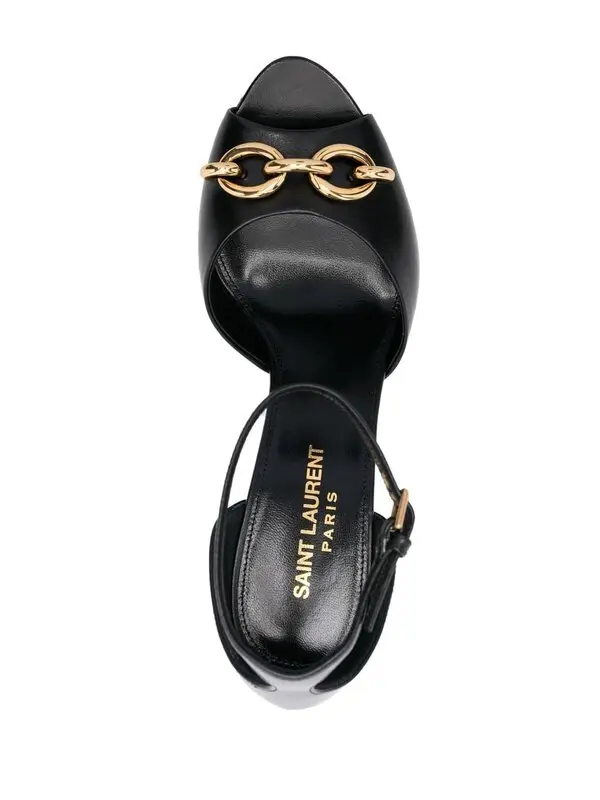 Saint Laurent Leather Chain-strap Peep-toe Sandals